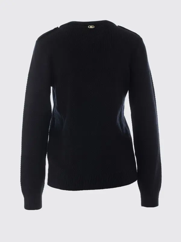 Liu Jo Viscose Blend Jumper With Back Monogram And Buttons