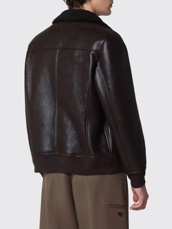 SALVATORE SANTORO Smooth Sheepskin Jacket With Fur Collar