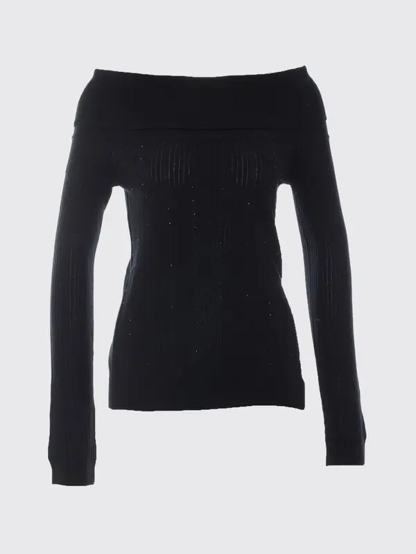 Liu Jo Slim Ribbed Virgin Wool Jumper With Boat Neck