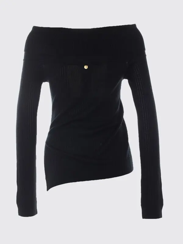 Liu Jo Slim Ribbed Virgin Wool Jumper With Boat Neck