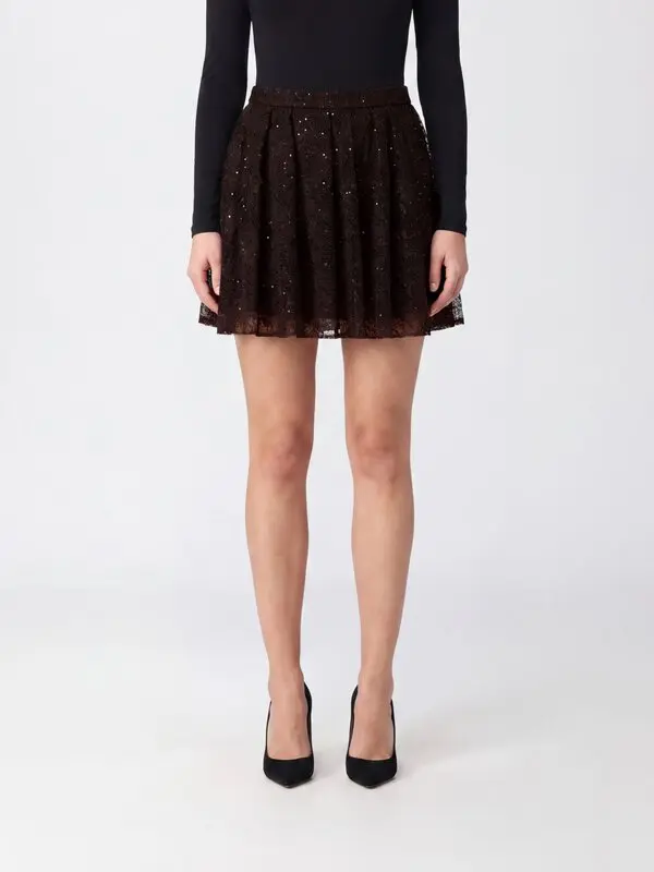 TWINSET A-line Lace Mini Skirt With Sequins And An Elasticated High Waist