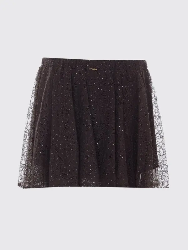 TWINSET A-line Lace Mini Skirt With Sequins And An Elasticated High Waist