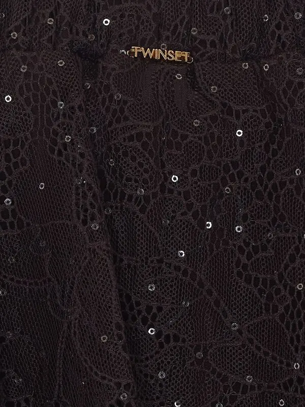 TWINSET A-line Lace Mini Skirt With Sequins And An Elasticated High Waist