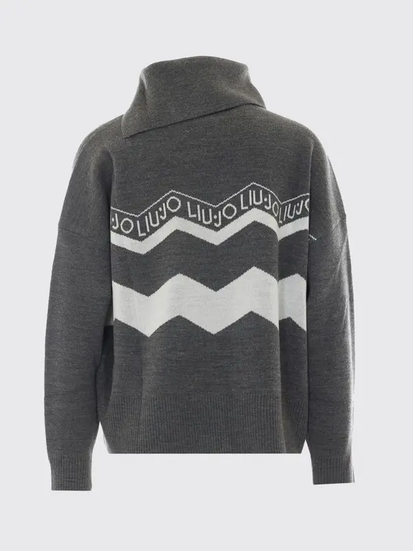 Liu Jo Wool Blend Turtleneck Jumper With Zig-zag Pattern And Sequins