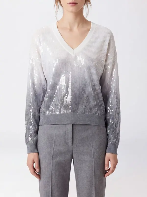 Liu Jo Sequined V-neck Sweater - Grey