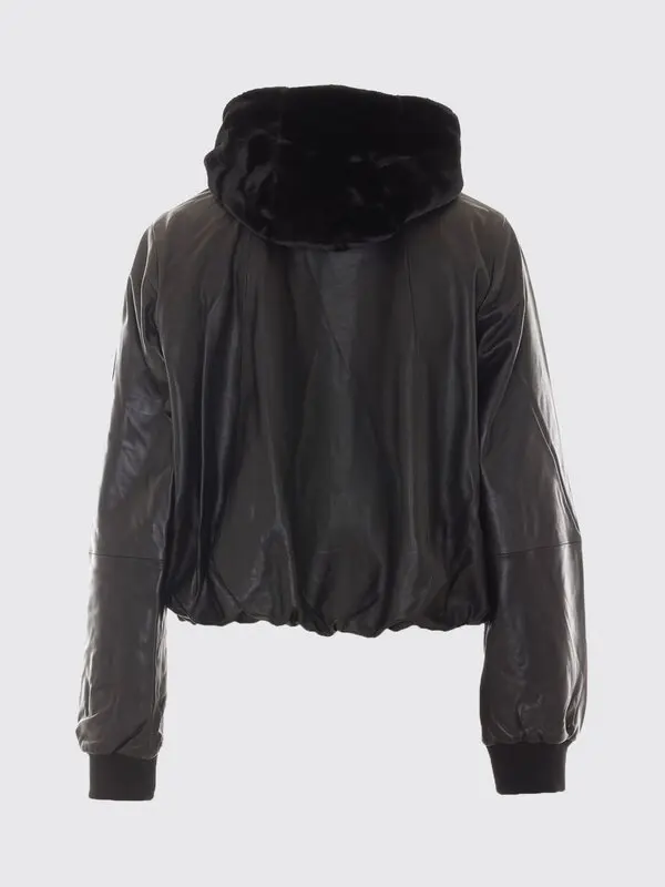 Moose Knuckles Leather Bomber Jacket With Fur-trimmed Hood