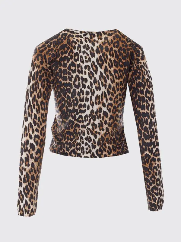 GANNI Leopard Print V-neck Cardigan