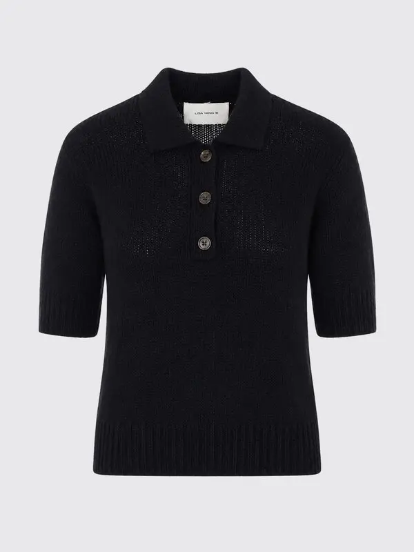LISA YANG Knitted Polo Shirt - Black