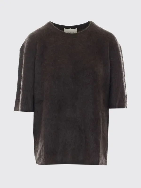 LISA YANG Short-sleeved Pure Cashmere Crewneck Jumper - Grey