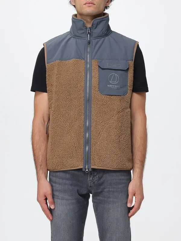 MURPHY&NYE Fleece Vest With Stand Collar And Zip-up Closure
