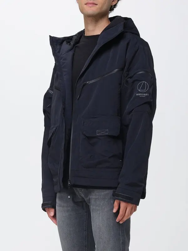 MURPHY&NYE Hooded Nylon Windbreaker Jacket With A Relaxed Fit - Black