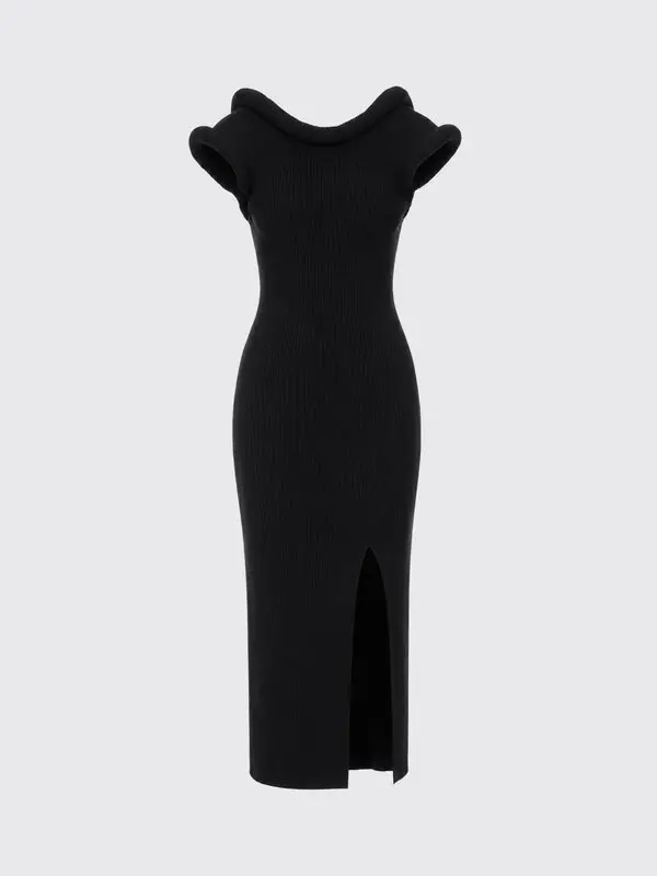 Elisabetta Franchi Ribbed Knit Midi Dress With Slit