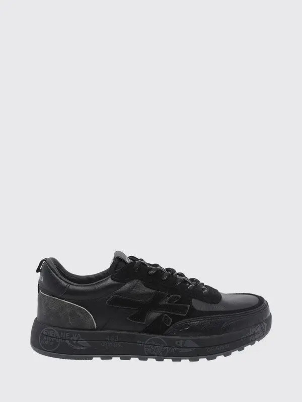 Premiata Nous Calf Leather Lace-up Sneakers With Serrated Sole