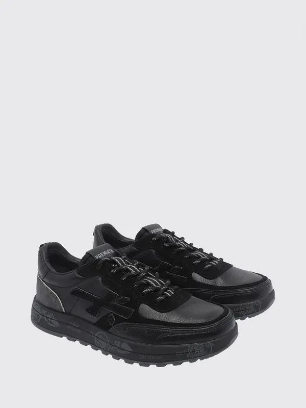 Premiata Nous Calf Leather Lace-up Sneakers With Serrated Sole