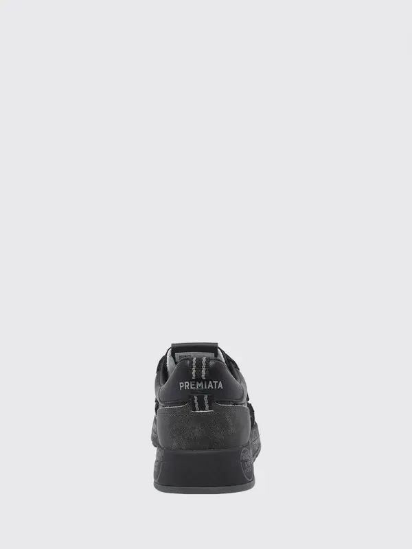 Premiata Nous Calf Leather Lace-up Sneakers With Serrated Sole