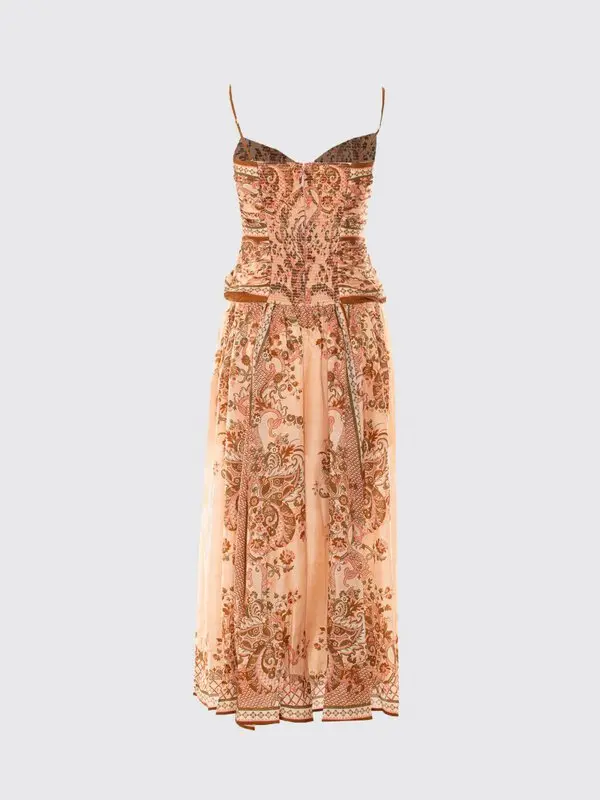 Zimmermann Aster Paisley-print Sweetheart Neckline Silk Midi Dress - Pink