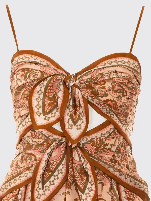 Zimmermann Aster Paisley-print Sweetheart Neckline Silk Midi Dress - Pink