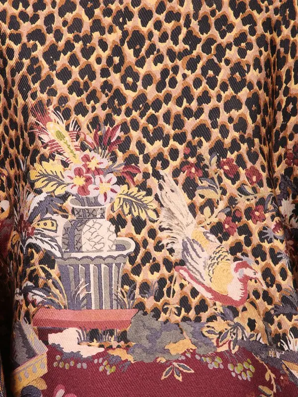 Etro Leopard-print Floral-pattern Poncho - Brown