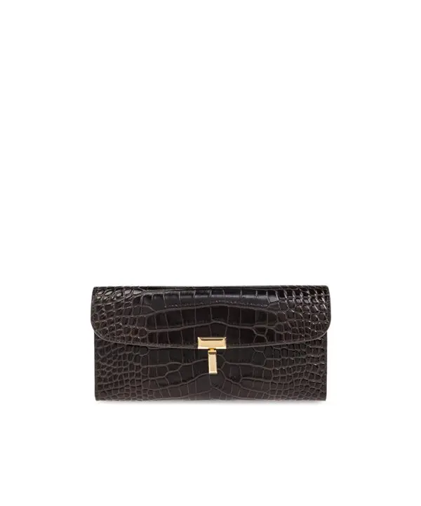 TOTEME T-lock Embossed Wallet - Black