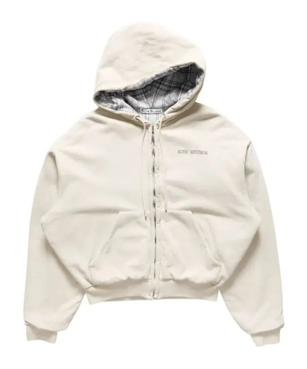 Acne Studios Fleece Hoodie With Logo - Cobblestone Beige