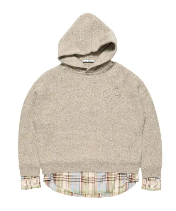 Acne Studios Layered Knit Hoodie - Medium Beige