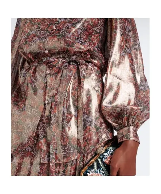 Valentino Garavani Floral Silk-blend Lamé Blouse