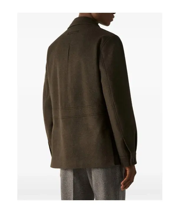 Zegna Long-sleeve Jacket With Leather Detailing