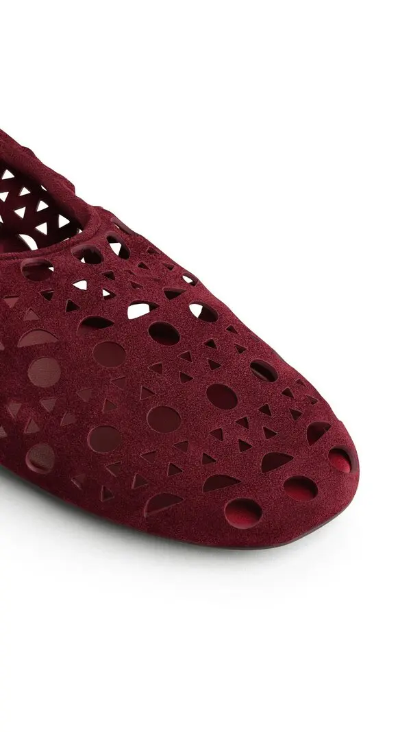 Alaïa Vienne Suede Calfskin Slippers - Cherry