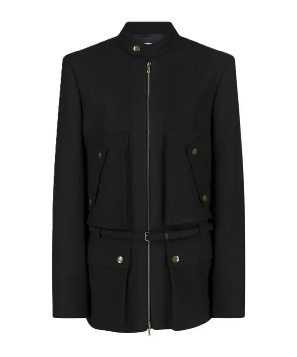 Dries Van Noten Long Sleeve Zip-up Jacket With Stand Collar