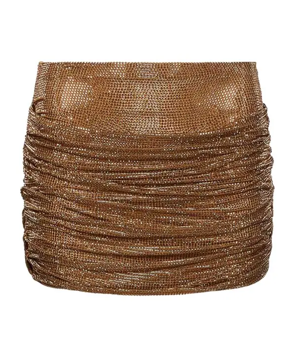 Giuseppe Di Morabito Embellished Ruched Mini Skirt - Gold