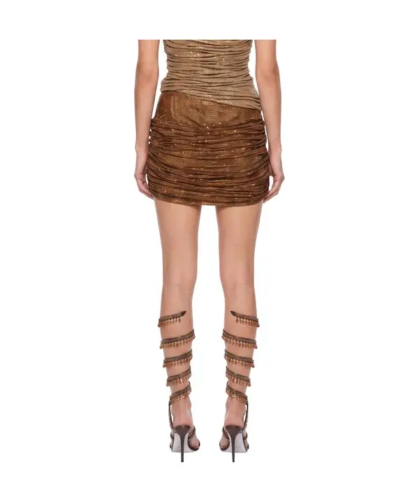 Giuseppe Di Morabito Embellished Ruched Mini Skirt - Gold