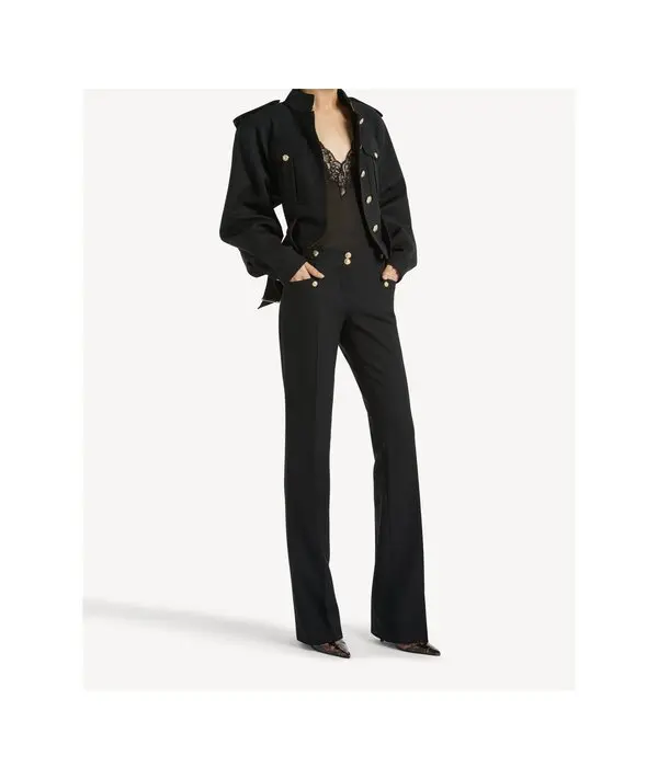 Balmain Pleated Wool Gabardine Trousers