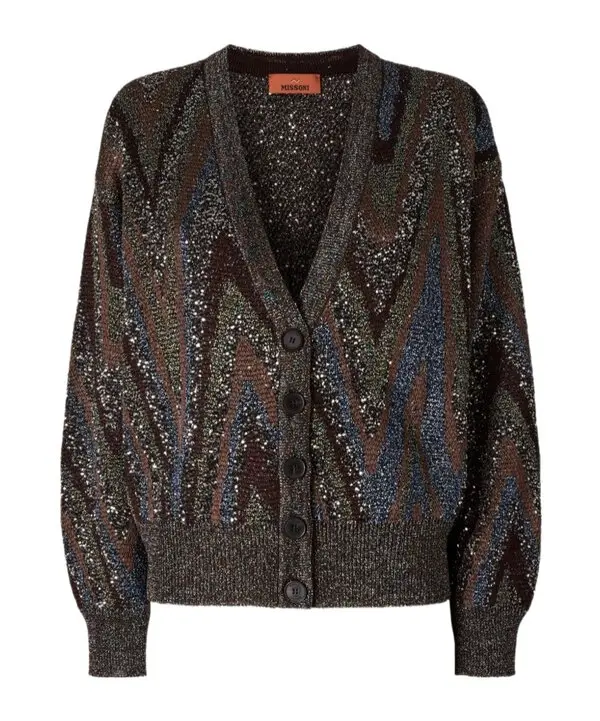 Missoni Sequin-embellished Zigzag-knit Cardigan