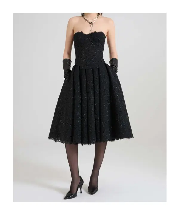 Ermanno Scervino Rebrode Lace Bustier With Tone-on-tone Crystals And V-shaped Hem