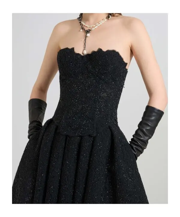 Ermanno Scervino Rebrode Lace Bustier With Tone-on-tone Crystals And V-shaped Hem