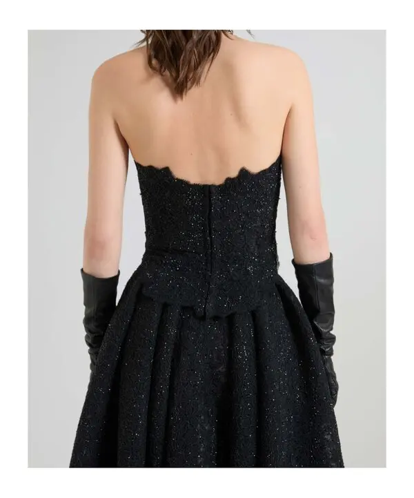 Ermanno Scervino Rebrode Lace Bustier With Tone-on-tone Crystals And V-shaped Hem