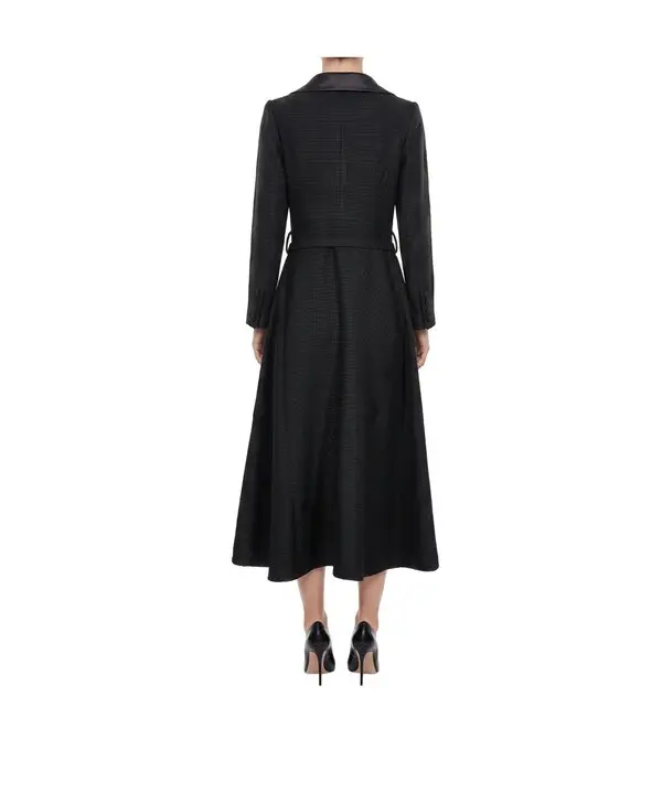Roland Mouret Boucle Coat With Floral Brooch