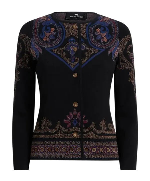 Etro Jacquard Cardigan With Foliage Motif