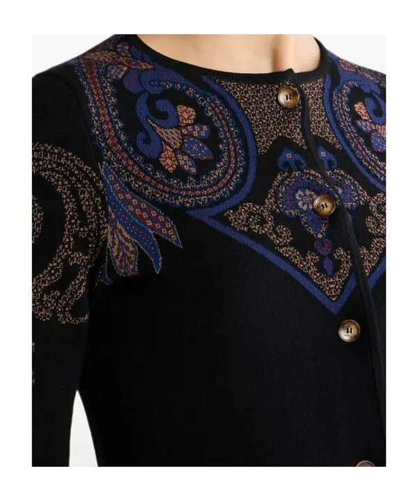 Etro Jacquard Cardigan With Foliage Motif