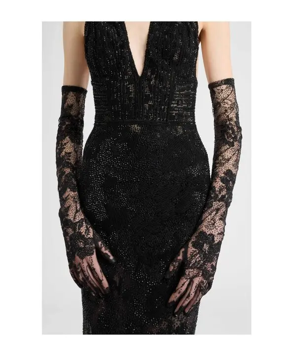 Ermanno Scervino Chantilly Lace Mermaid Gown With Tonal Crystals