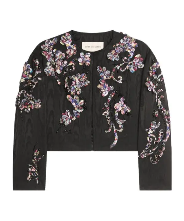 Dries Van Noten Embroidered Moiré Jacket - Black