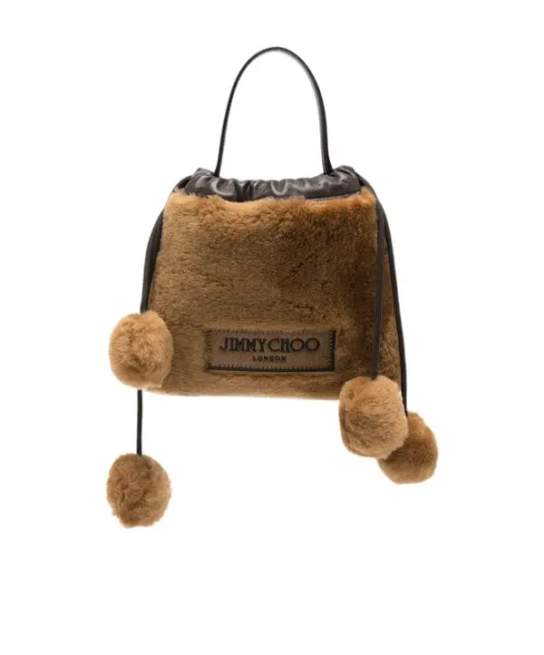 JIMMY CHOO Fur Top Handle Bag With Drawstring Closure