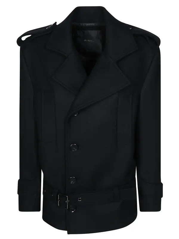 Pinko Double-breasted Caban Coat - Nero