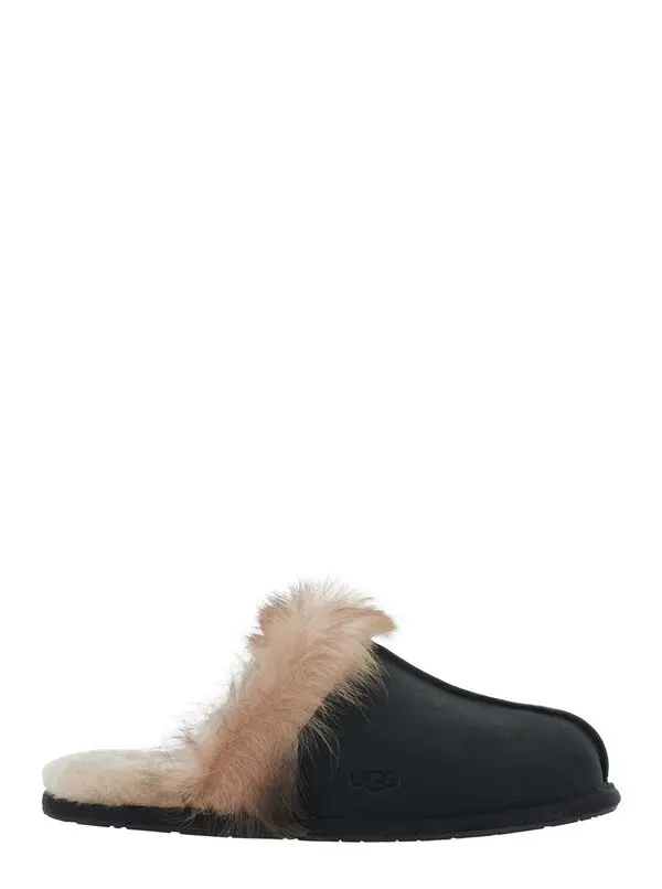 UGG Leather Fur-lined Round-toe Flat Mules