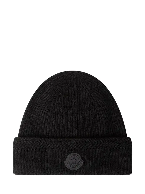 Moncler Luxury Logo Beanie Hat - Nero