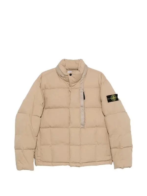 Stone Island Zip And Button Jacket With Side Pockets And Internal Storage - Beige