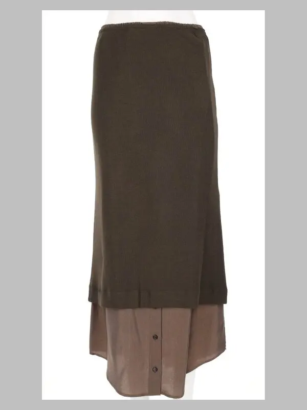 ALYSI Midi Skirt With Double-layer Effect - Brown