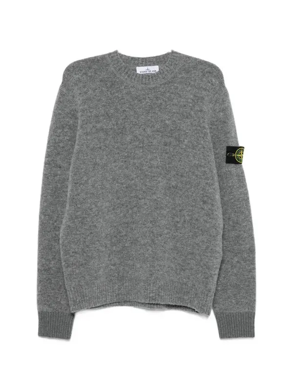 Stone Island Ribbed Neckline Sweater With Badge Detail