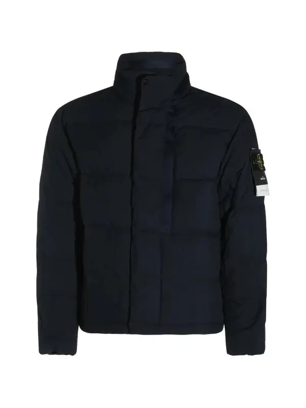 Stone Island Zip-front Jacket With Button Closure - Blu