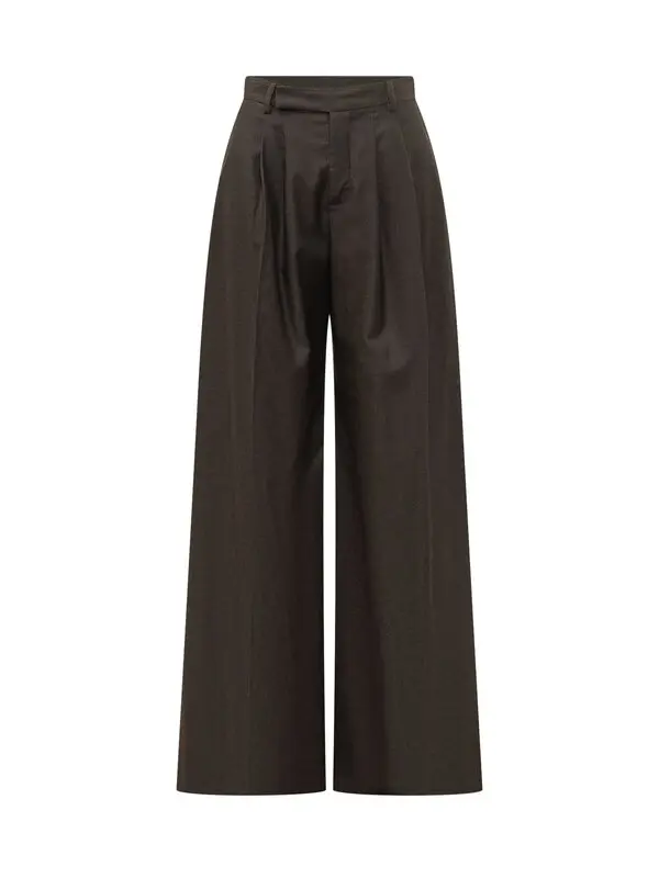 LE SULLY STUDIO Tailored Wool-blend Trousers With Pin Tuck Detail